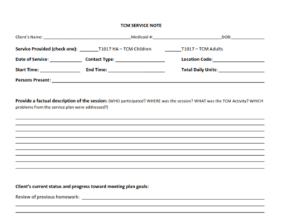 Targeted Case Management Forms Packet - Personalized ...
